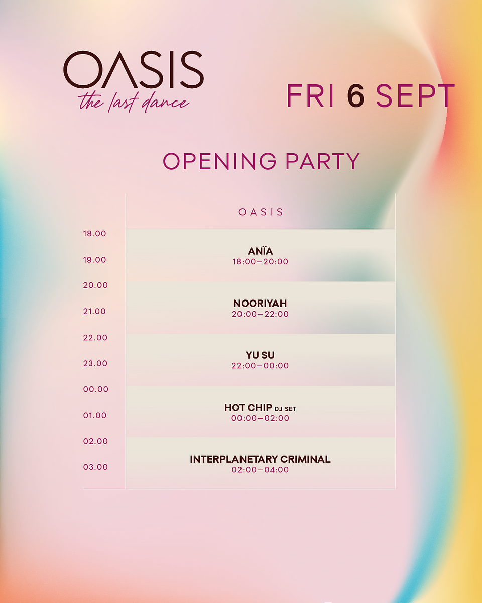 FESTIVAL TIMETABLE | Oasis